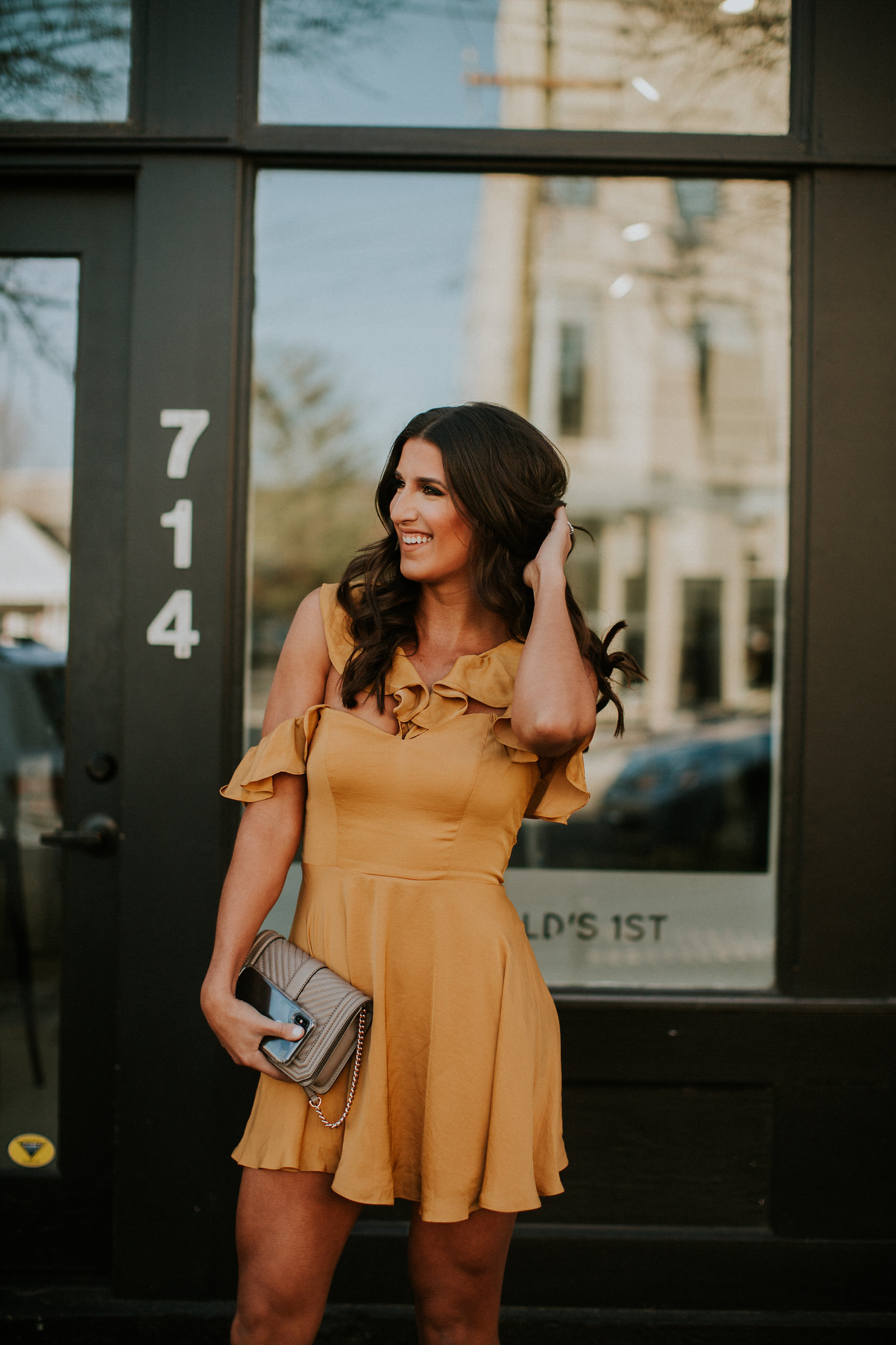 Gold Ruffle Dress | A Southern Drawl